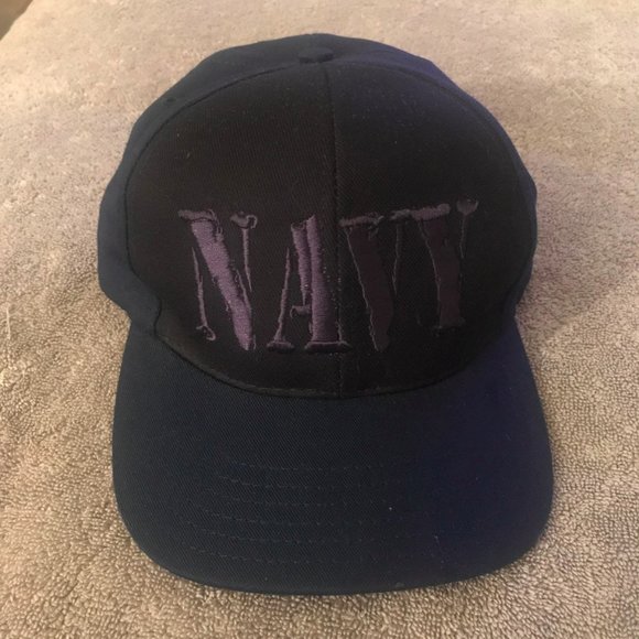 jwm | Accessories | Velcro Back Navy Blue Hat | Poshmark